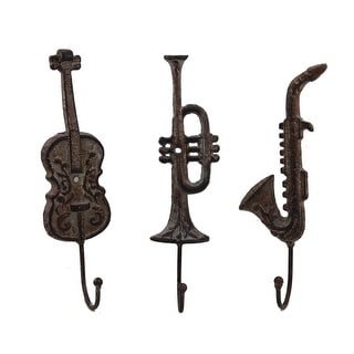 Rustic Finish Musical Instruments 3 Piece Metal Wall Hook Set - 10.5 X ...