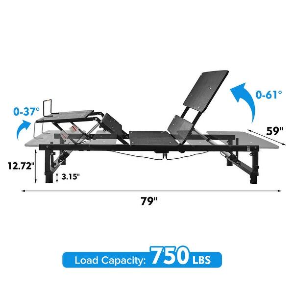 Queen Size Adjustable Bed Base Frame Queen Bed Frame with Head and Foot ...