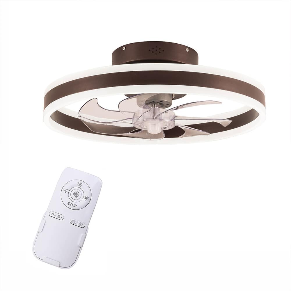 20" Ceiling Fan LED Light & Remote Control Modern Lamp Brown - 20" x 7. ...
