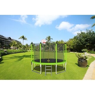 12FT Trampoline Green for Kids & Adults ,Recreational Trampolines with ...