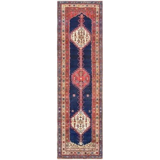 Canvello Vintage Ardabill Navy Blue Runner Rug - 3'1" X 11'5" - Navy ...