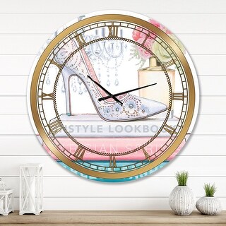 Designart 'Pink Fashion high heels III' Posh & Luxe Large Wall CLock ...