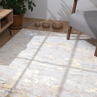 London Collection Cream/ Brown Abstract Area Rug - Bed Bath & Beyond ...
