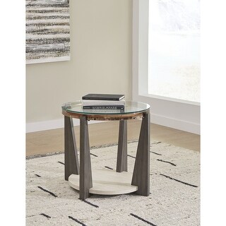 Signature Design by Ashley Frazwa Brown/Beige End Table - 26"W x 26"D x ...