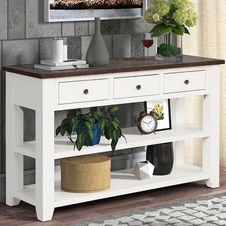 48" White Console Table Entryway Table Sofa Side Table with Storage ...