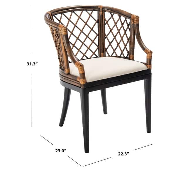 SAFAVIEH Carlotta Rattan Lattice Arm Chair - 22.3" W x 23" L x 31.3" H ...