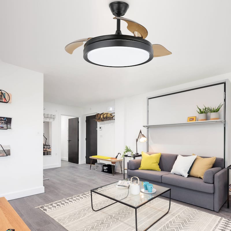 Cusp Barn 42-In Retractable Ceiling Fan with Remote Control Modern 3 ...