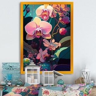 Designart "Blossoming Orchid In Bright Retro Colors VIII" Floral Orchid ...