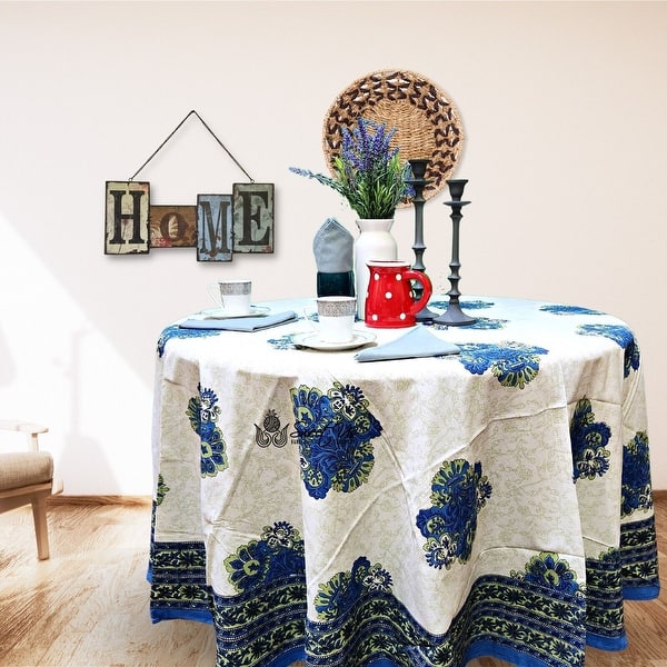 Cotton Tuscan Style Floral Tablecloth Round - 88-in Round - On Sale ...