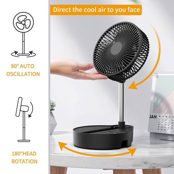 8 Inch Portable Oscillating Fan Foldaway Fan with Super Quiet for Home ...