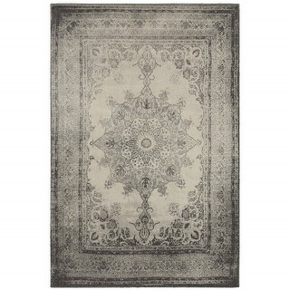 Ivory and Gray Pale Medallion Rug - Bed Bath & Beyond - 33827243