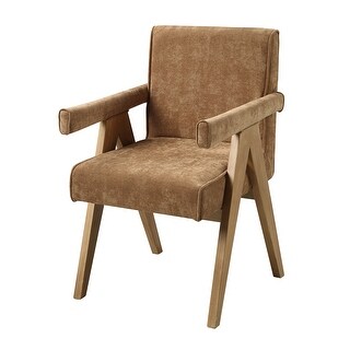 Zoey Chocolate Chenille & Oak Arm Chair (Set of 2) - Bed Bath & Beyond ...