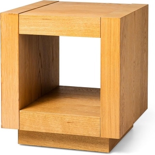 Artemis Side Table - 22 Inch Square Table with Storage - Natural Solid ...