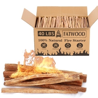 40LBS Fatwood Fire Starter Pack with Wooden, Starter Wood for Fireplace ...