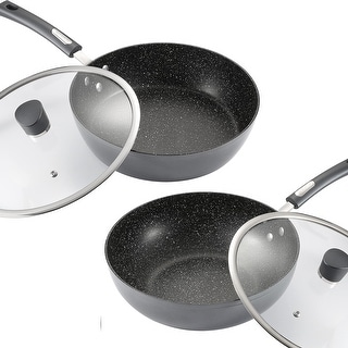 Deep Frying & Wok Pan Set 12 inch wok & stir fry pan w lid,11 inch ...