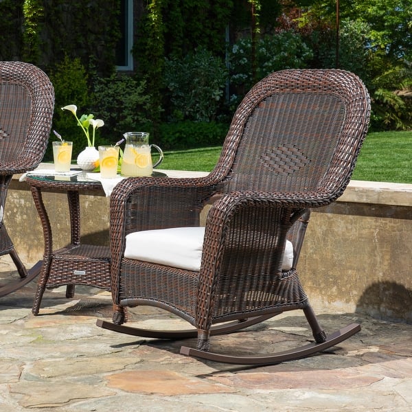 Sea Pines Outdoor Wicker Rocking Chair and Side Table - Bed Bath ...