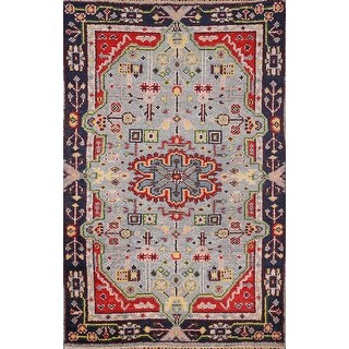 Geometric Kazak Oriental Accent Rug Handmade Traditional Wool Carpet ...