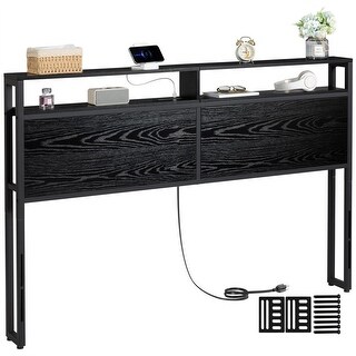 Adjustable Height Headboard with 2 Tier Storage Rack - Bed Bath ...