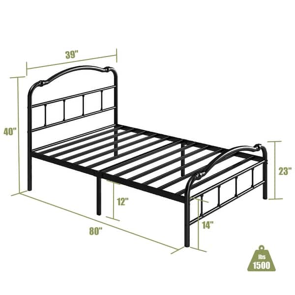 14 In High Heavy Duty Platform Bed with Vintage Style, Easy Assembly ...