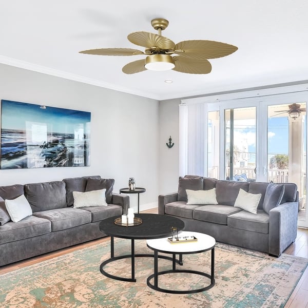 Moasis 52" Palm Leaf Tropical Style Ceiling Fan LED Light with Remote ...