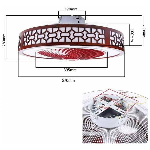 22 Inch Ceiling Fan Light Modern LED Semi Flush Mount Lamp w/ Remote ...