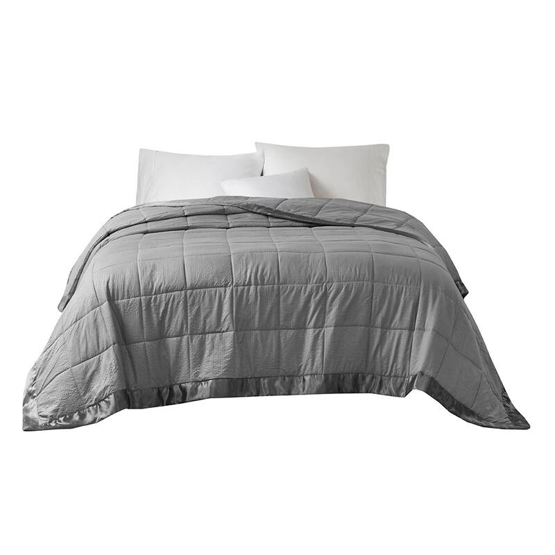 Oversized Down Alternative Blanket with Satin Trim - Overstock - 43639059