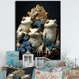 Designart "A Baroque Frogs Portrait I" Frogs & Toads Framed Wall Art ...