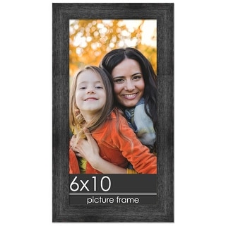 6x10 Distressed/Aged Black Wood Picture Frame - UV Acrylic, Foam Board ...