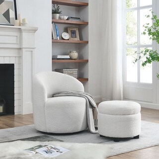 Modern Swivel upholstered barrel chair with round storage chair - Bed ...