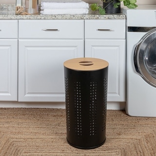 Household Essentials Steel Laundry Hamper with Lid - 13.8"L x 13.8"W x ...