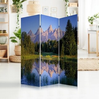 3 Panel Landscape Print Foldable Canvas Screen, Multicolor - Bed Bath ...