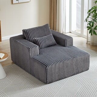 Corduroy Sponge Sofa Grey Lounge Chair Fluffy Modern Sleeper Chair ...