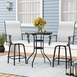 3-Piece Outdoor Bar Stools Set Swivel Patio Chairs & Table - Bed Bath & Beyond - 38387108