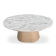 NADAAL STUDIOS Eden Coffee Table, Round Raj Grey Marble Top with Oak ...