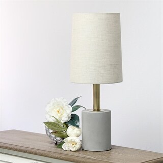 Concrete Base Table Lamp with Antique Brass Detail - Bed Bath & Beyond ...