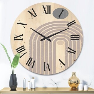 Designart 'Abstract Rainbow Sun and Moon In Earth Tones I' Modern Wood ...