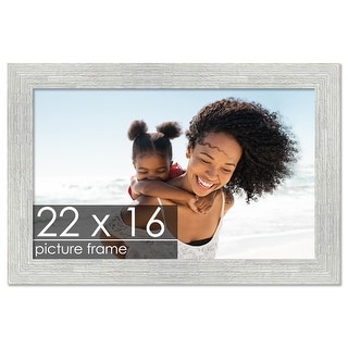 22x16 Distressed/Aged White Washed Complete Wood Picture Frame with UV ...
