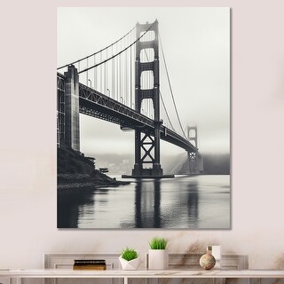 Designart "Grey Bridge Majestic Arch Graphite III" Bridges Canvas Wall ...