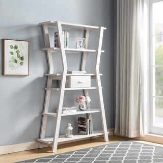 White Oak Bookcase with Four Shelves, One Drawer - Bed Bath & Beyond ...