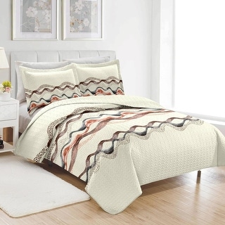Zoey 3 Piece Soft Microfiber Polyester Wrinkle-Free Quilt-Set - Bed ...