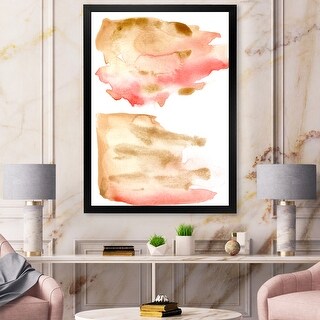 Designart "Pink Gold Red and Beige Abstract Clouds" Modern Framed Art ...
