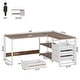 59 inch L Shaped Computer Desk with Storage Drawers for Home Office ...
