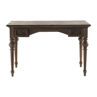 Antiqued Brown Teak Provencial Writing or Computer Desk - Bed Bath ...