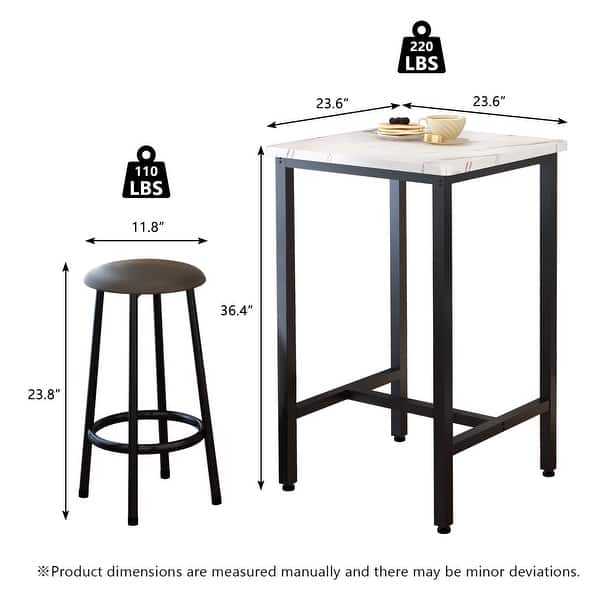 Square Marble Bar Table and Stools Set for 2 - Bed Bath & Beyond - 39057692