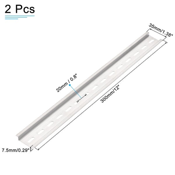300mm x 35mm x 7.5mm DIN Rail Slotted Aluminum Mounting Guide 2 Pcs ...