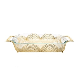 Rectangular Gold Handled Pyrex Holder with Brick Design - 8x 9.5 - Bed ...