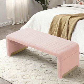 Soft Ottoman Bench Upholstered Sherpa Fabric End of Bed Bench Shoe ...