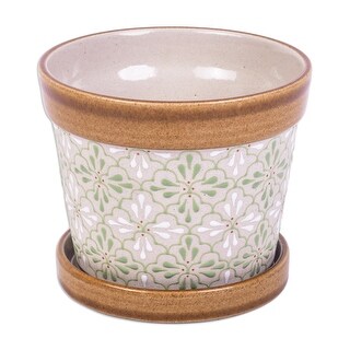 Novica Handmade Green Courtyard Ceramic Flower Pot (5 Inch) - Bed Bath ...