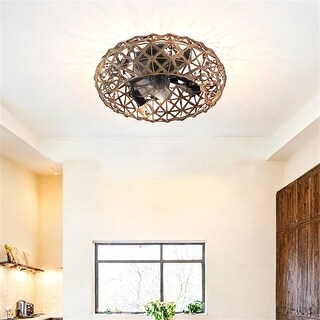 Ceiling-Mounted Jute Rope Fan Light Strip w/4 Bulbs,Dimmable,7 Dlades ...
