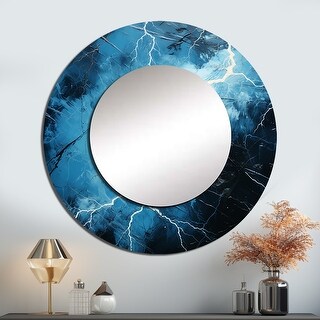 Designart "Stormy Thunderstorm Lightning" Lightning Round Bathroom ...